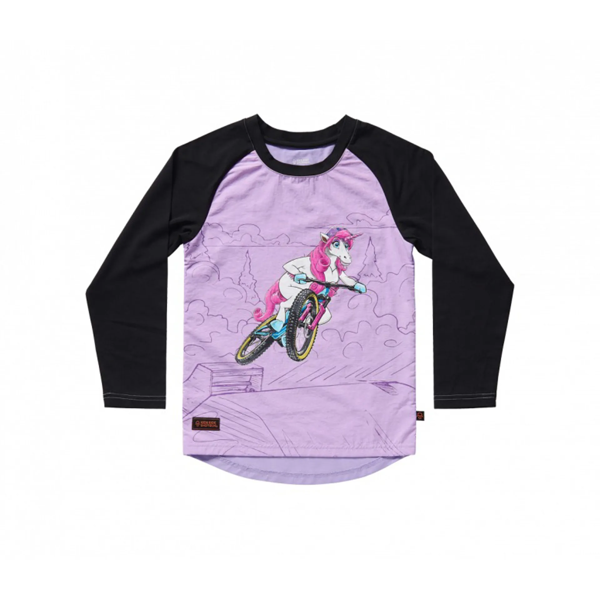 Kids Ride Shotgun Unicorn Windproof Kids Jersey in Pink/Black